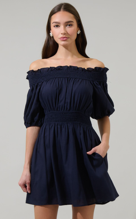Adrianna Off Shoulder Ruffle Mini Dress – LibbyKat