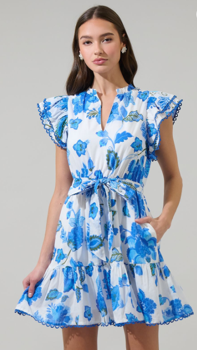 Samara Floral Ruffle Mini Dress – LibbyKat